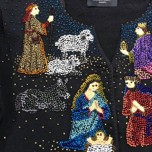 Michael Simon | Sweaters | Vintage Michael Simon Beaded Nativity ...